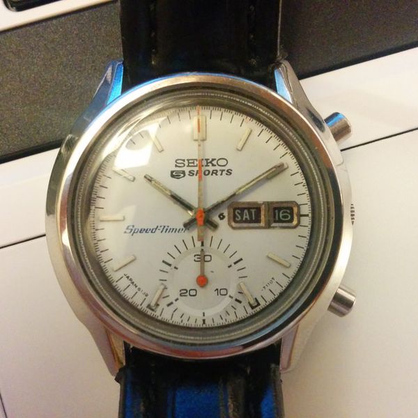 (Reduced) Seiko Speedtimer 6139 Automatic Chronograph, Stauer leather ...