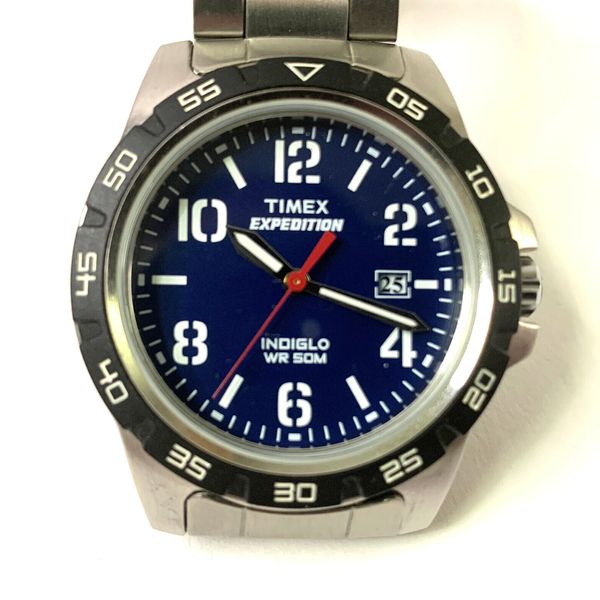 Timex Expedition T49925 Silver Stainless-Steel Analogue INDIGLO WR 50M ...