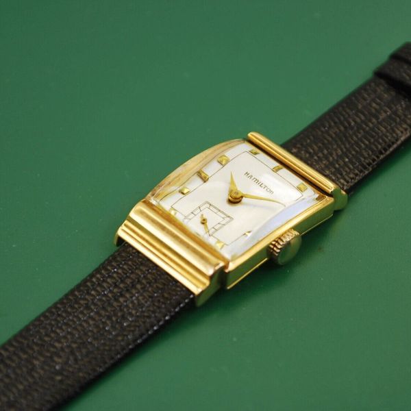 Vintage 1940's HAMILTON 18k Yellow Gold Fancy Lugs Antique Men's Watch ...