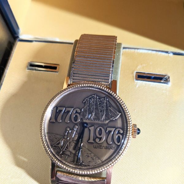Rare Mens Wittnauer 1776-1976 Coin Base Watch In original Box -Fully ...