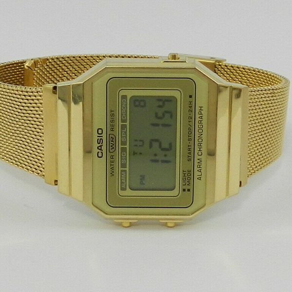 Casio Unisex Gold-Tone Stainless Steel Mesh Bracelet Watch 35.5mm ...