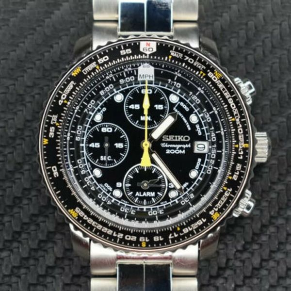 Seiko Flightmaster SNA411P1 Black DIal Chronograph MINT Box/Papers ...