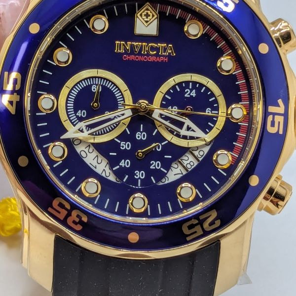 Invicta Pro Diver 6983 Mens Blue Dial Black Band Round Chronograph ...