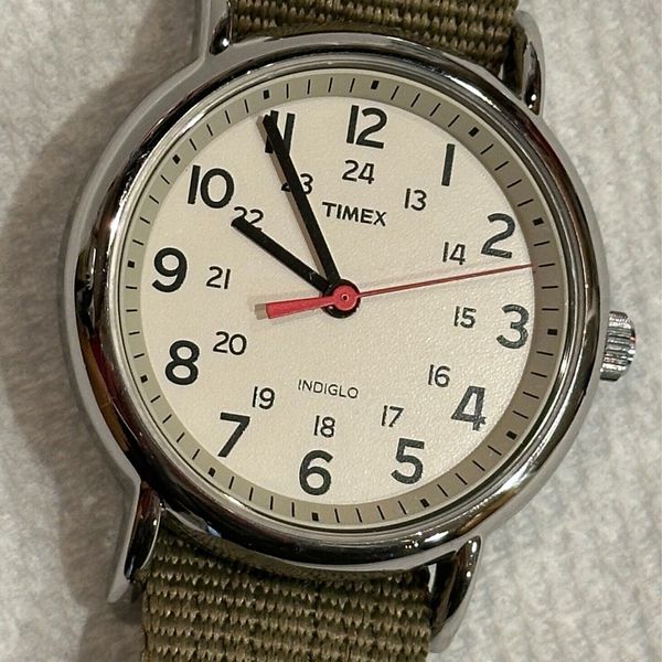 Timex Men's Watch T2N651 Weekender Indiglo Beige Dial 38mm Quartz Nylon ...