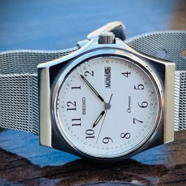 Vintage Seiko Chronos Quartz Mens Watch Japan Made 35mm, Perfect, Shark ...