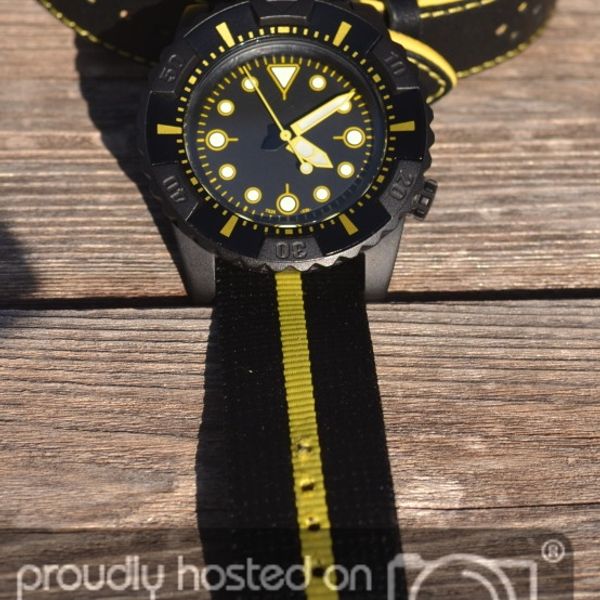 SOLD Bumblebee Modded Seiko SNZJ15 with two straps | WatchCharts ...
