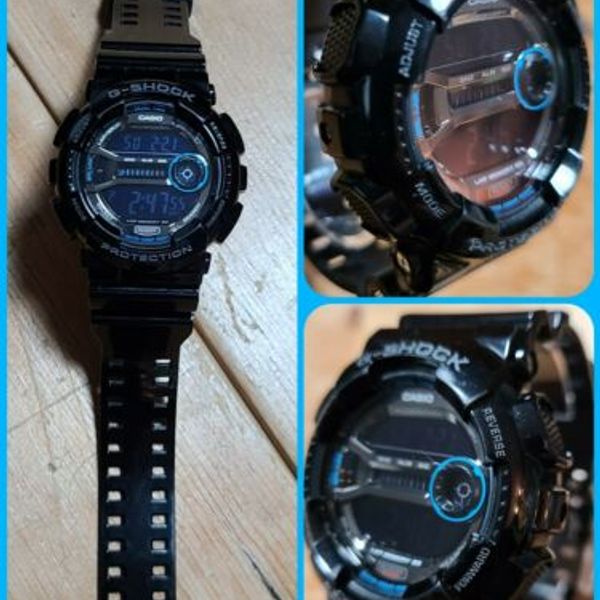 CASIO G-SHOCK GD-110-1 Black W/ Teal Men's Watch EUC!! NO RSRV GLOBAL ...
