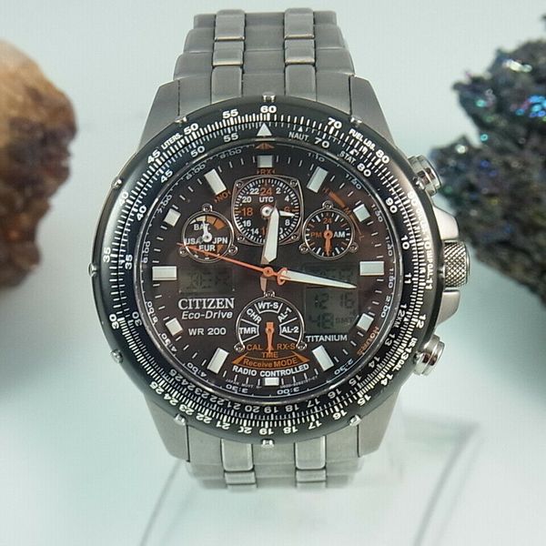 Citizen Promaster Sky Eco Drive Titanium Radio Clock Solar Mens Watch ...