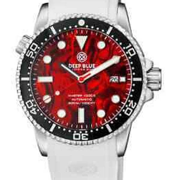 Deep Blue Master 1000 II Automatic Men's Diver Watch Red Abalone Dial ...