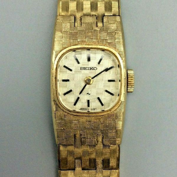 Vintage Seiko Watch Women Gold Tone Square Dial Bracelet Manual Wind 6" | WatchCharts Marketplace