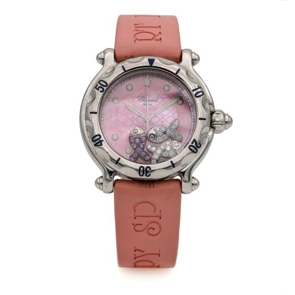 Chopard Happy Sport Pink Floating Fish Diamond Women's Watch 28/8347/8 ...