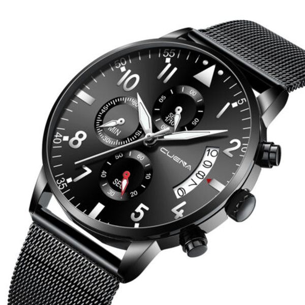 CUENA Casual Fashion Men's Mesh Belt Quartz Watch Waterproof Simple ...