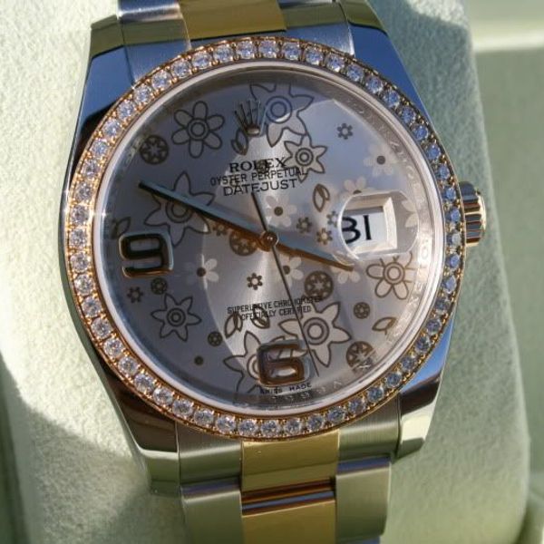 FS: Rolex Floral 18K/SS Datejust Model 116243 V Serial Factory Diamond ...