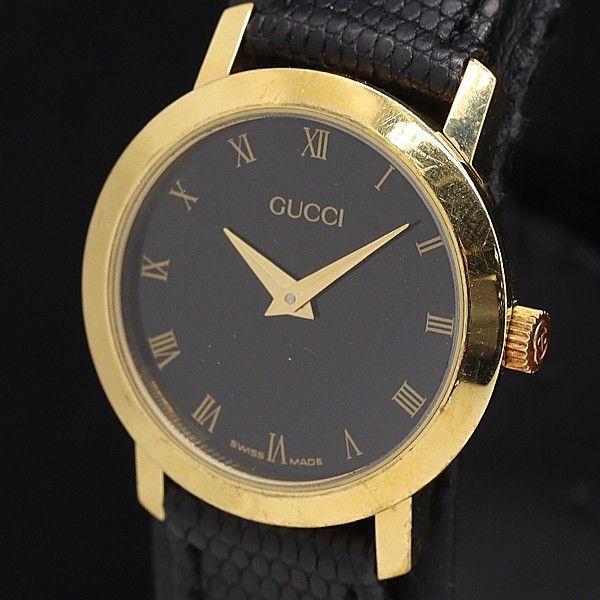 GUCCI Women's 2200L Black Quartz Watch Gold Plated BOX | WatchCharts ...