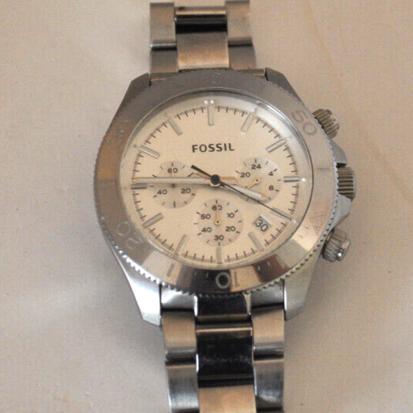 Fossil Chronograph Men's Watch 44mm #CH2847 White Dial 100M Water ...