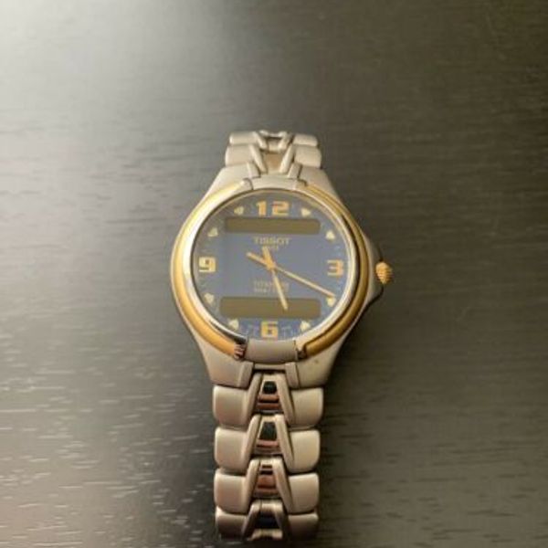 Tissot T690K Titanium Swiss Made Mens Wrist Watch 1853 Blue/Gold ...