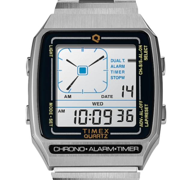Authentic Q Timex Reissue Digital LCA Stainless Steel Bracelet Silver ...