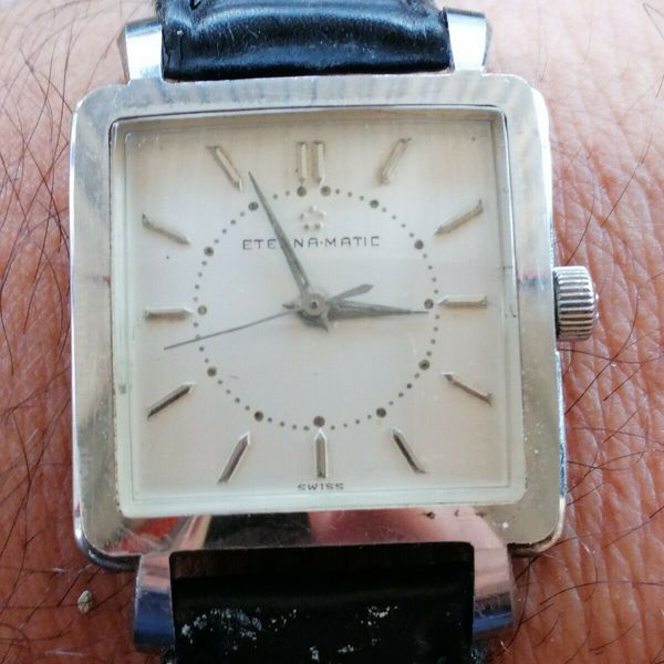 1950s eterna eterna-matic square automatic mens watch. Stainless steel ...