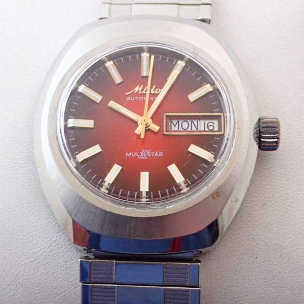 VINTAGE MENS SWISS MIDO MULTISTAR AUTOMATIC RED DIAL WRISTWATCH WATCH ...