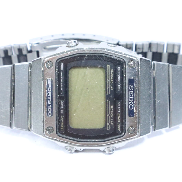 Vintage Seiko A229-5060 Sports 100 Chronograph SQ LCD Stainless Watch ...