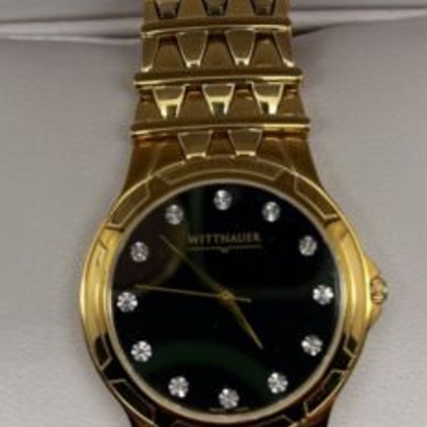 Menâ s Wittnauer Diamond Dial Watch. Swiss Made. Gold Tone Quartz ...