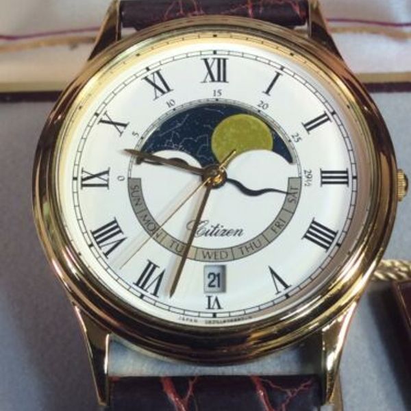 Vintage Citizen 2870 Moon Phase Mens Watch Running W/Tag & Box Very ...
