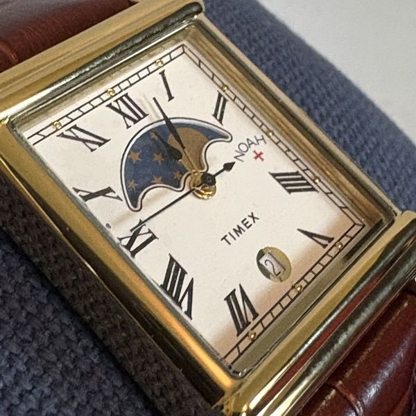 NOAH x TIMEX Collaboration Moon Phase Watch Wristwatch Gold Brown ...