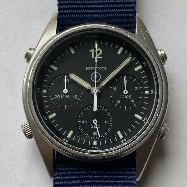 Vintage 1988 Seiko Gen 1 Mens Military RAF Pilots Chronograph Watch ...
