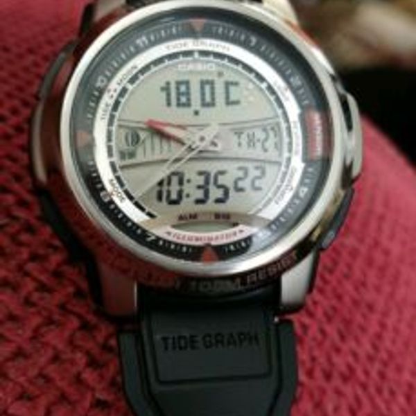 Casio Men's Watch 4335 AQF 100 thermometer tide & moon graph great ...