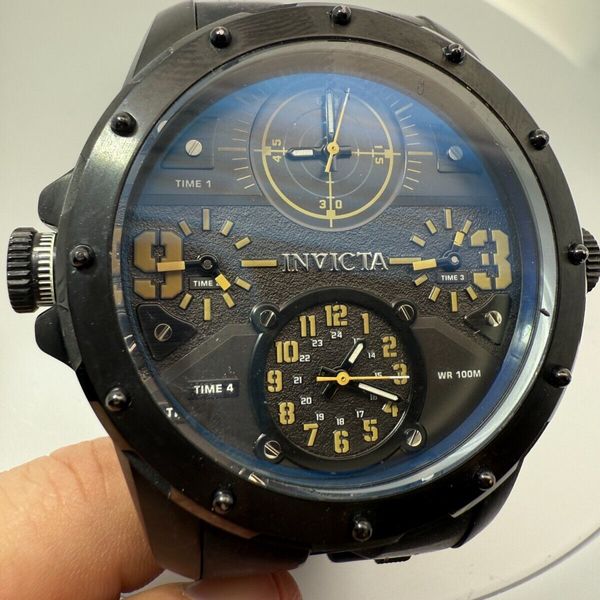Invicta Coalition Forces Men's 50mm 4-Time Zones Triple Black Watch ...