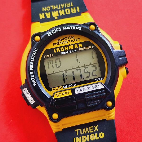 Timex Ironman Watch Vintage Rare Yellow 200M Dial Retro Backlight B9 ...