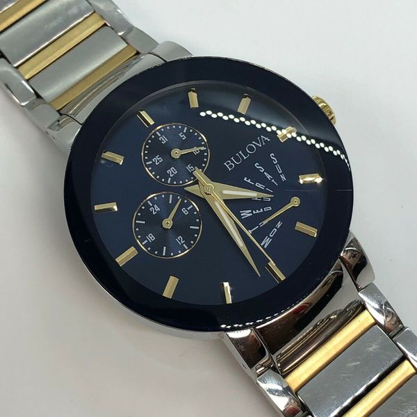 Bulova 98C123 Blue Face 40mm Stainless Steel Case Two Tone Wrist Watch ...