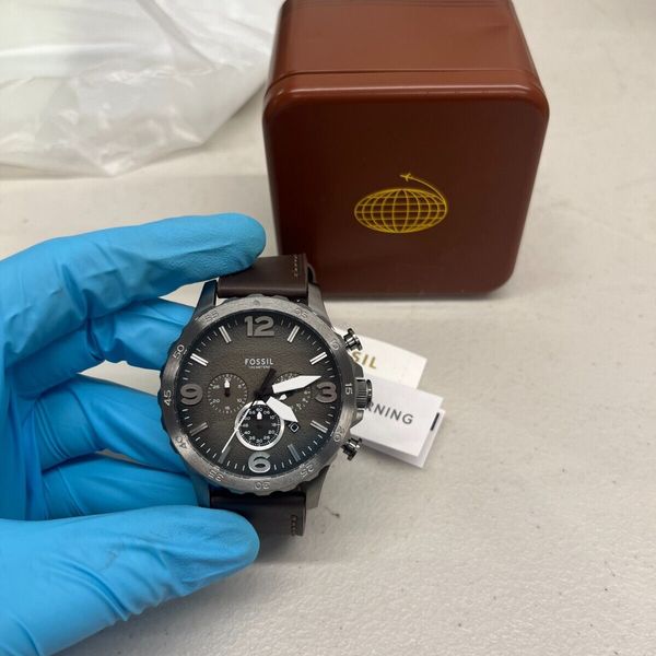 Fossil JR1424 Nate Chronograph Brown Leather Watch | WatchCharts ...