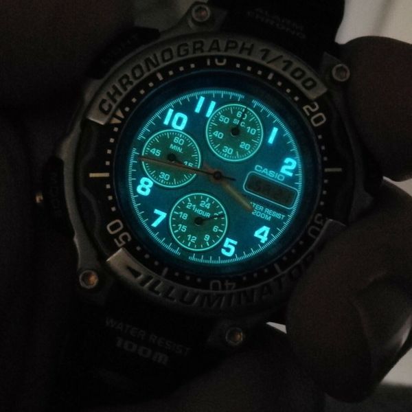casio mda-100 illuminator alarm chrono lcd watch 200m wr japan 1325 ...