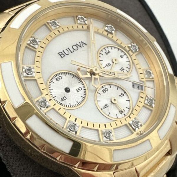 Bulova Women's Watch 97P146 Gold Diamond Mother Pearl 36mm *FOR PARTS ...