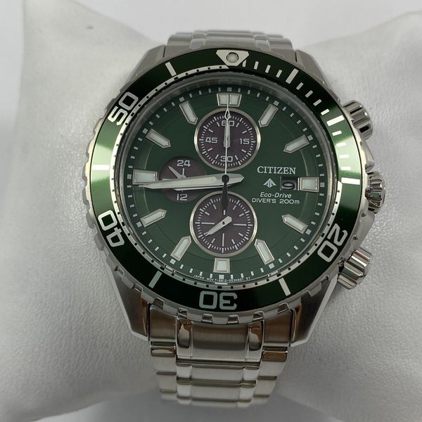 Citizen Promaster Eco-Drive Green Dial Stainless Steel Mens Watch ...