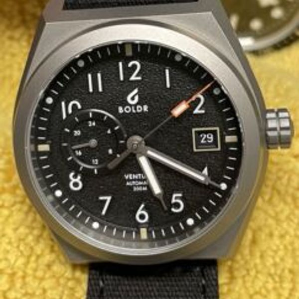 BOLDR -VENTURE WAYFARER automatic watch -black Small Second, Titanium ...