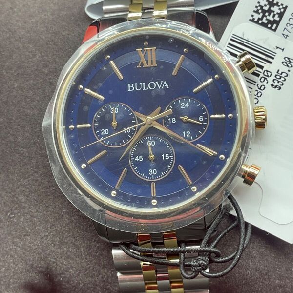 $395 Classic Bulova Mens Chronograph 2Tone Stainless Steel Bracelet ...