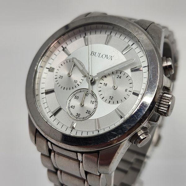 Bulova Men's Watch 96A176 Quartz Chronograph Silver Dial Stainless ...