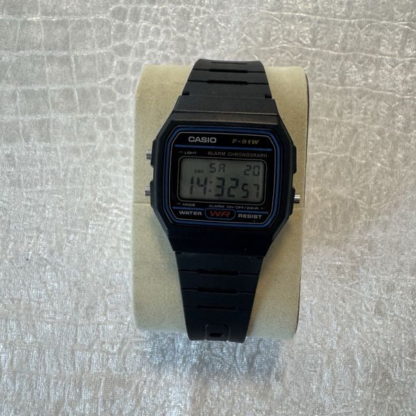Casio F-91W Black and Blue Digital Watch - Working, Vintage Excellent ...