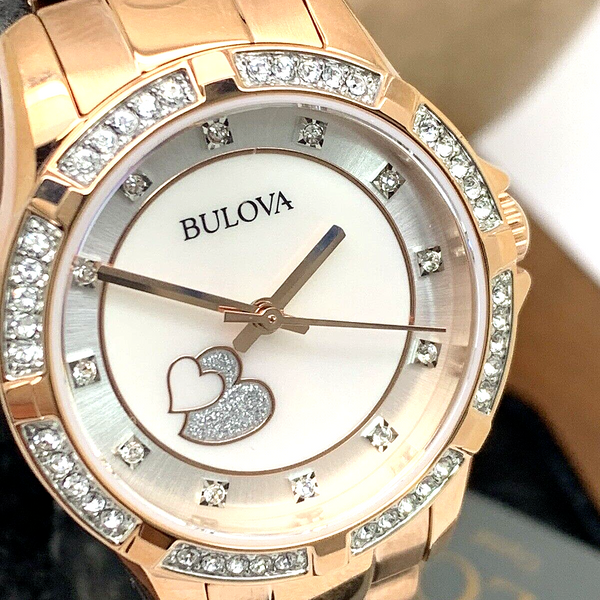 Bulova Women's Watch 98L303 Quartz Mother of Pearl Dial Crystal Accent ...