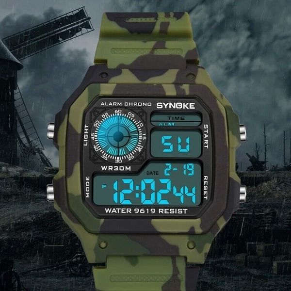 SYNOKE Watch Digital World Time Illuminator Styled On Casio AE-1200WH ...