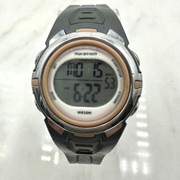 Womenâ s TIMEX Marathon Digital Black Resin Watch, Indiglo, Chronograph ...