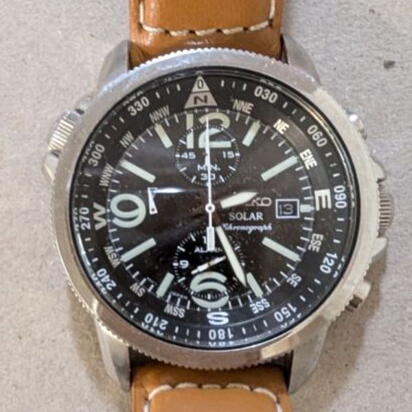 Seiko SSC081/V172-0AG0 Chronograph Stainless Steel Mens Solar Watch ...