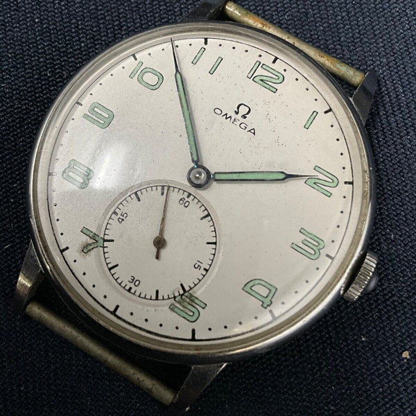 WWII 1940s Omega 30T2 38mm Stainless Menâ s Wristwatch Ref 2319-3 Watch ...