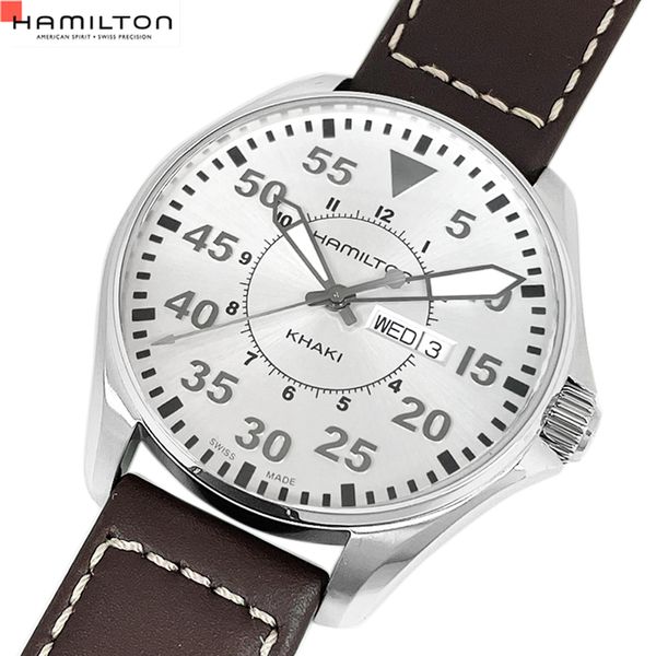 Hamilton Watch H64611555 Khaki Aviation Pilot Day Date Men's Quartz ...