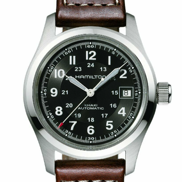 Hamilton Khaki Field Auto Black Dial Leather Men's Watch H70455533 ...