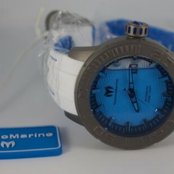 NEW TechnoMarine Titanium Reef Abyss Automatic Blue Liquid Filled Watch ...