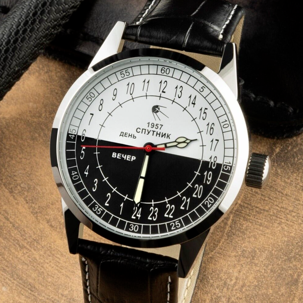 New! Raketa Watch 24h Mechanical Sputnik Russian Day Night Mens Soviet ...