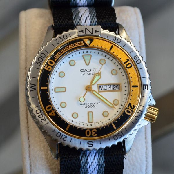 CASIO MD-708 DUAL BEZEL ULTRA RARE VINTAGE MEN'S DIVER WATCH 200M MQD ...